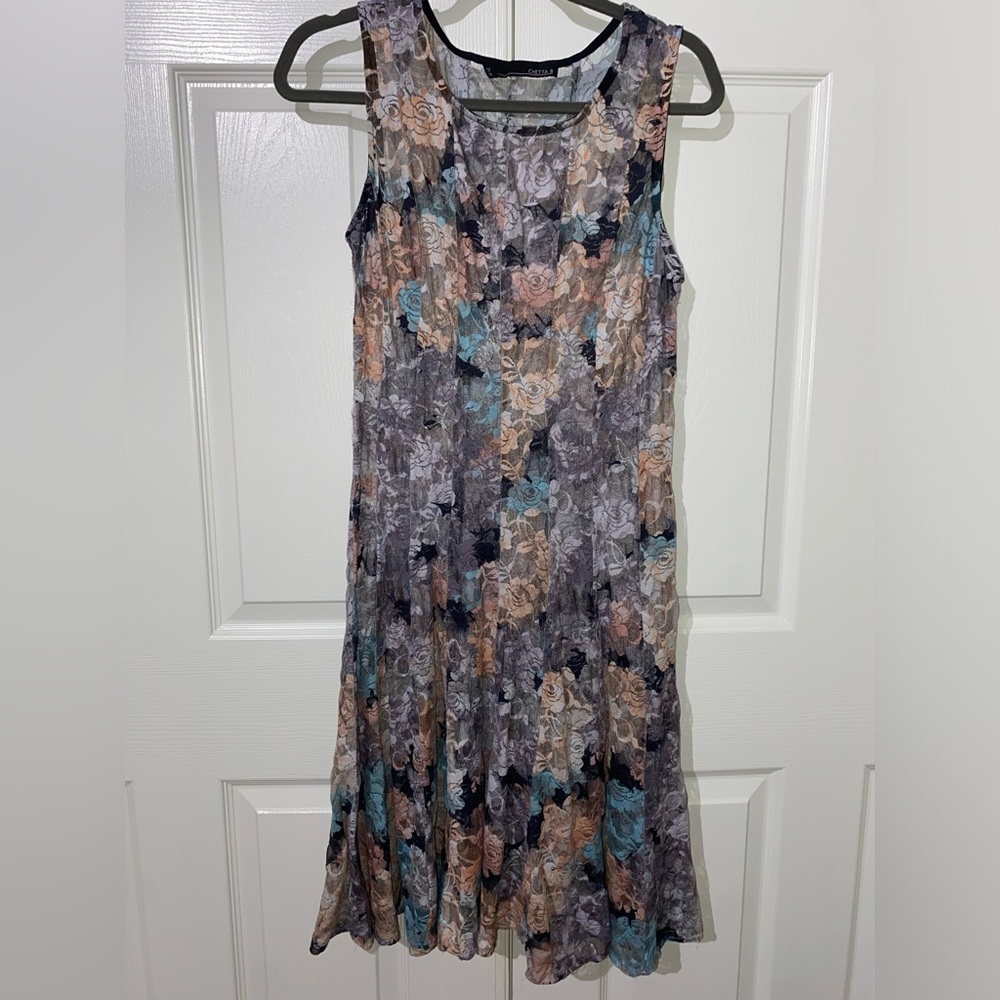 Multicolored Floral See-Through Overlay Dress - Gem